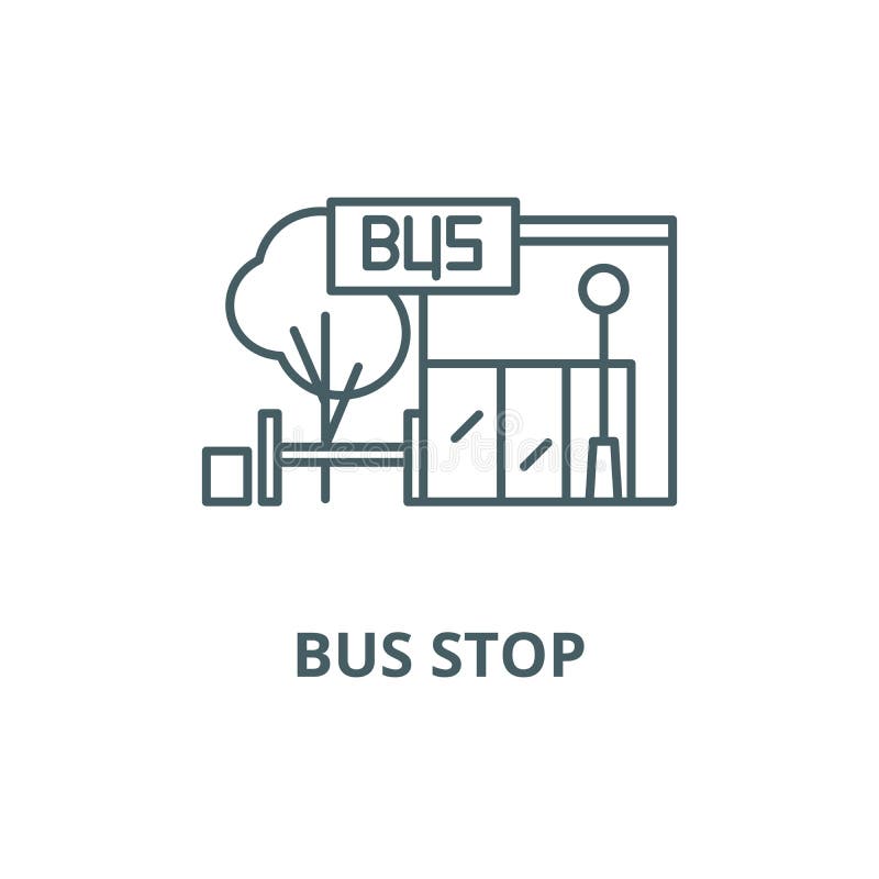 Bus Stop Line Icon, Vector. Bus Stop Outline Sign, Concept Symbol, Flat ...