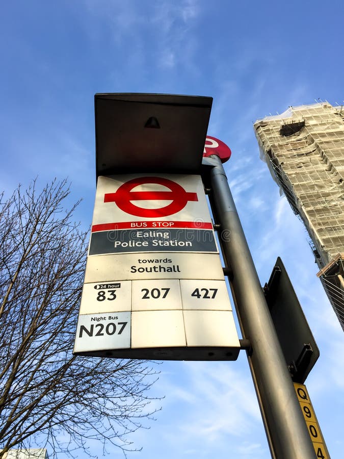 Bus stop in London editorial photo. Image of city, modern - 53227401