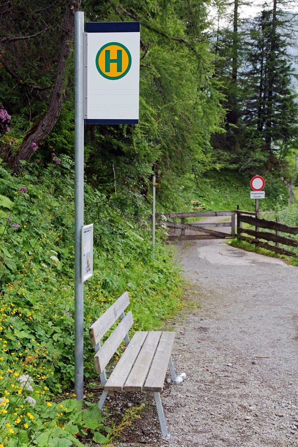 Bus Stop in the Mountains of Austria Stock Photo - Image of road ...