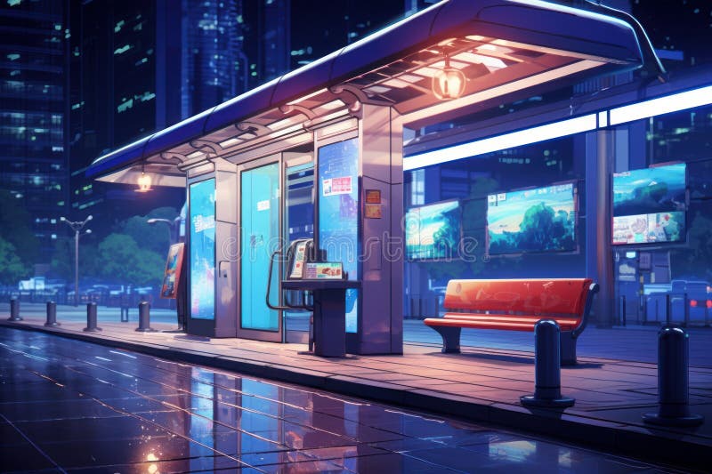 Bus Stop Anime Visual Novel Game. Generate Ai Stock Illustration ...