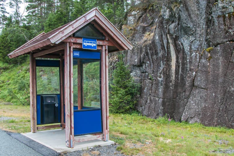 Bus stop in Norway stock image. Image of wood, outdoor - 123991855