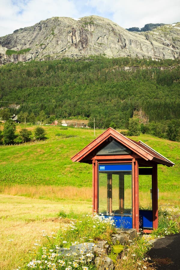 Bus stop in Norway stock photo. Image of shelter, holiday - 63023510