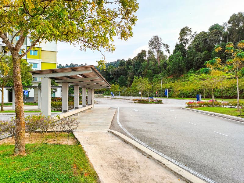 A Bus Stop on One of the Streets in the UiTM Puncak Alam District with ...