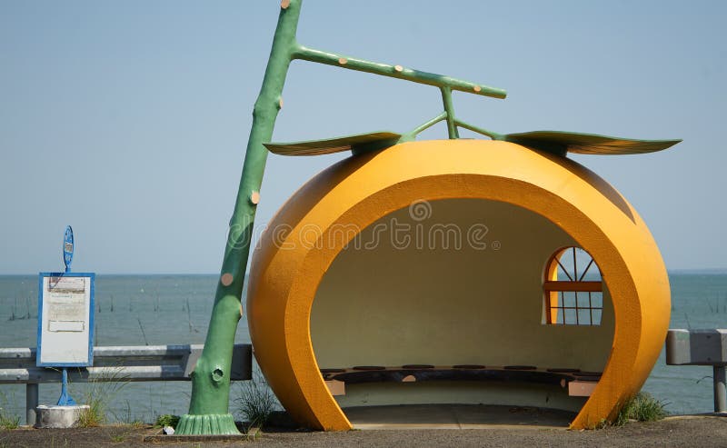 Bus stop of the orange stock image. Image of place, scene - 153380883
