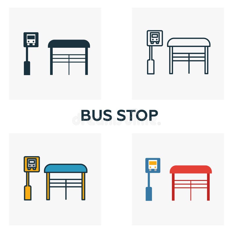 Bus Stop Icon. Monochrome Style Design from City Elements Icon ...