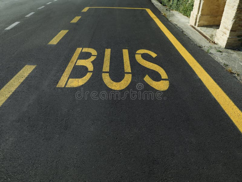 Bus Stop Pad on Asphalt Road on Sunny Day Stock Image - Image of italy ...