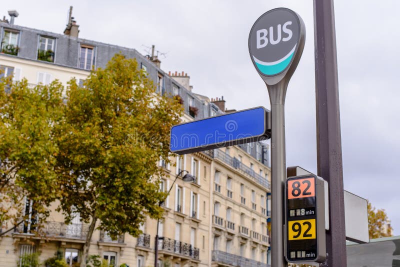 Bus Stop in Paris the Autumn Stock Photo - Image of travel, city: 65266726