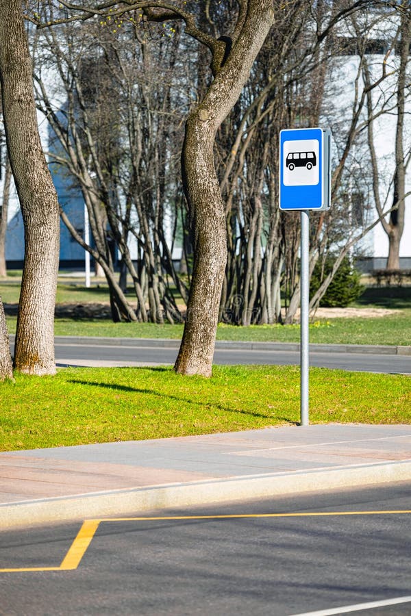 Bus Stop in a Park without People, Vertical Photo Stock Image - Image ...