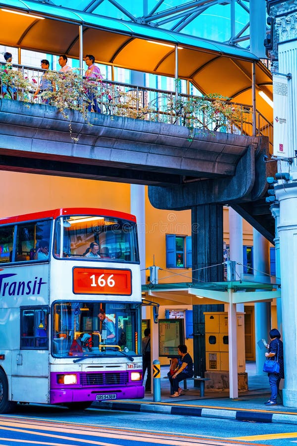 Bus Stop at One Raffles Link Building Editorial Photography - Image of ...