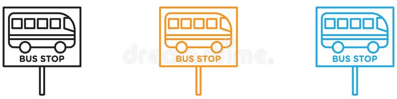 Bus Stop Pictogram Vectorlogo Set Verzameling Web App Ui Vector ...