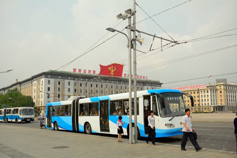 Bus Stop, Pyongyang, North-Korea Editorial Stock Image - Image of asia ...