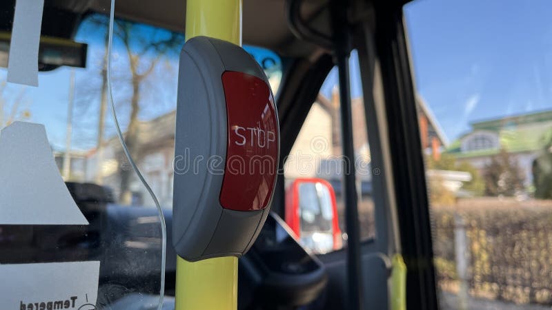 Bus Stop Request Button Interior Bus View Stock Photo - Image of metro ...