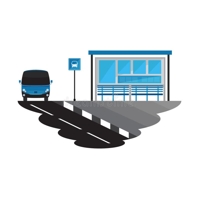 Bus Stop Road and Transport Landscape Stock Vector - Illustration of ...