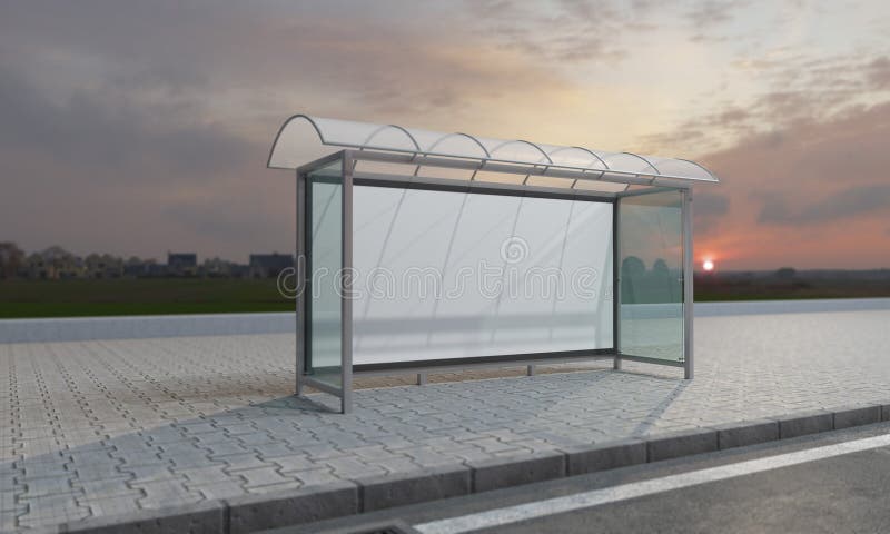 Bus Stop and Bus Shelter Outdoor Advertising Signage Mockup Stock ...
