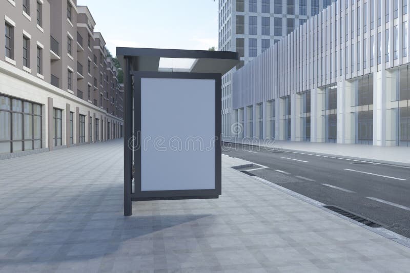 Bus Stop and Bus Shelter Outdoor Advertising Signage Mockup Stock Image ...