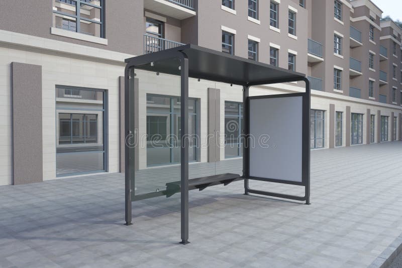 Bus Stop and Bus Shelter Outdoor Advertising Signage Mockup Stock Photo ...