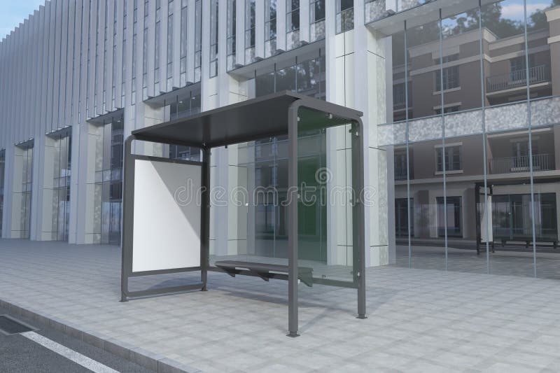 Bus Stop and Bus Shelter Outdoor Advertising Signage Mockup Stock Image ...