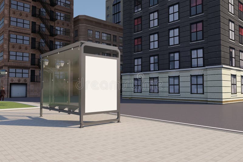 Bus Stop and Bus Shelter Outdoor Advertising Signage Mockup Stock Image ...