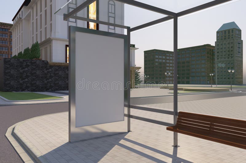Bus Stop and Bus Shelter Outdoor Advertising Signage Mockup Stock Image ...