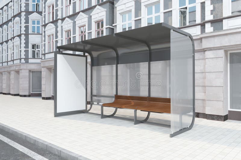 Bus Stop and Bus Shelter Outdoor Advertising Signage Mockup Stock Image ...