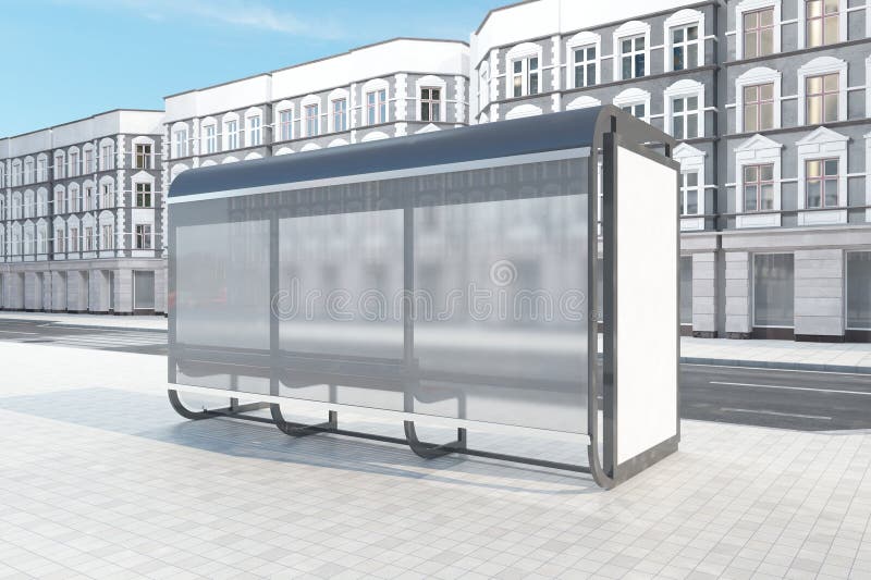 Bus Stop and Bus Shelter Outdoor Advertising Signage Mockup Stock ...