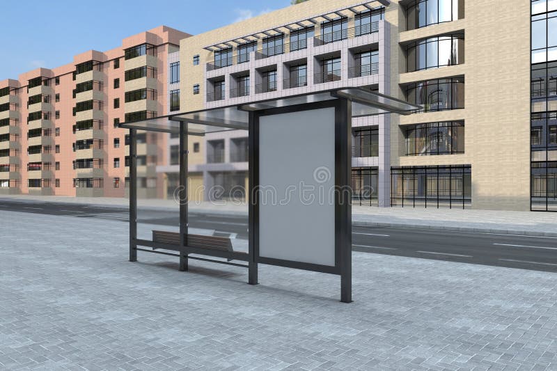 Bus Stop and Bus Shelter Outdoor Advertising Signage Mockup Stock ...