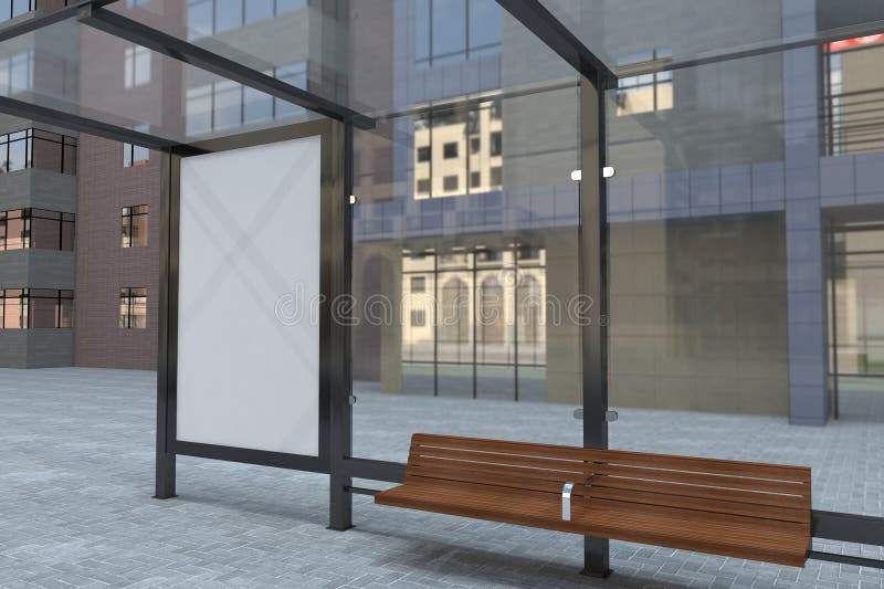 Bus Stop and Bus Shelter Outdoor Advertising Signage Mockup Stock ...