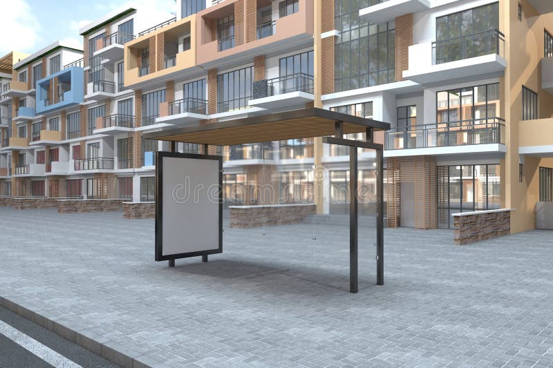 Bus Stop and Bus Shelter Outdoor Advertising Signage Mockup Stock ...