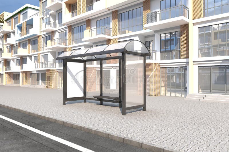 Bus Stop and Bus Shelter Outdoor Advertising Signage Mockup Stock ...