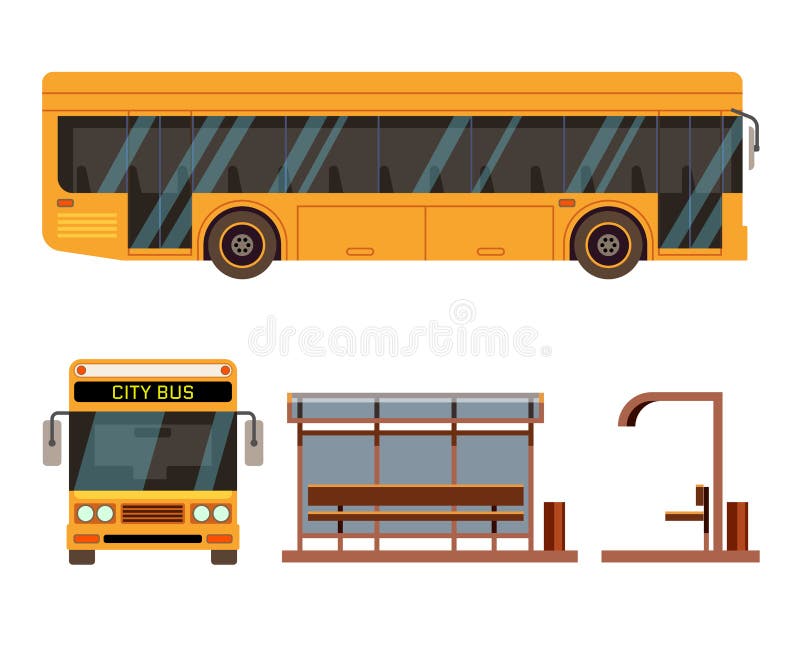 Bus Stop in Side and Front View Positions. Stock Vector - Illustration ...
