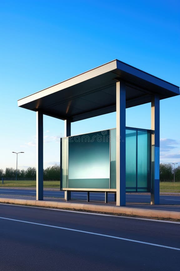 A Bus Stop on the Side of the Road. Generative AI Image. Stock ...