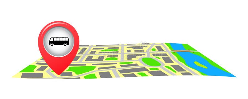 The Bus Stop Sign on the City Map. Stock Vector - Illustration of ...
