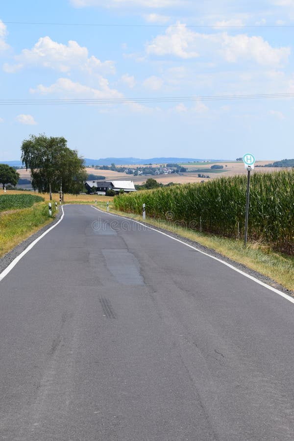 Bus Stop Sign at the Corn Fields Stock Photo - Image of suburb, scene ...