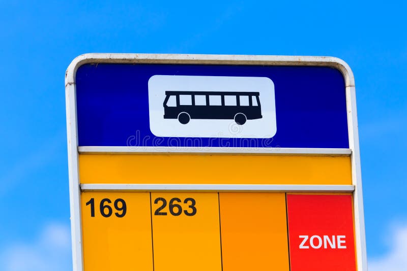 Bus stop sign detail stock photo. Image of expensive - 42310698