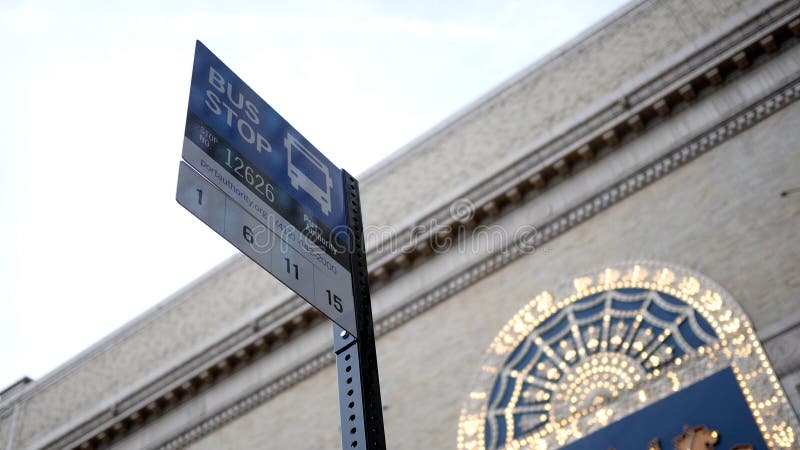 A Bus Stop Sign in Downtown Pittsburgh for Port Authority Stock Image ...