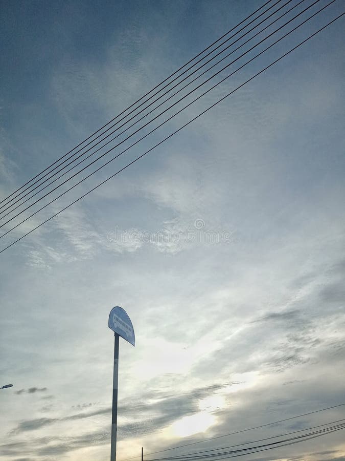 Bus Stop Sign HDR Summer Clear Sky Stock Photo - Image of vehicle ...