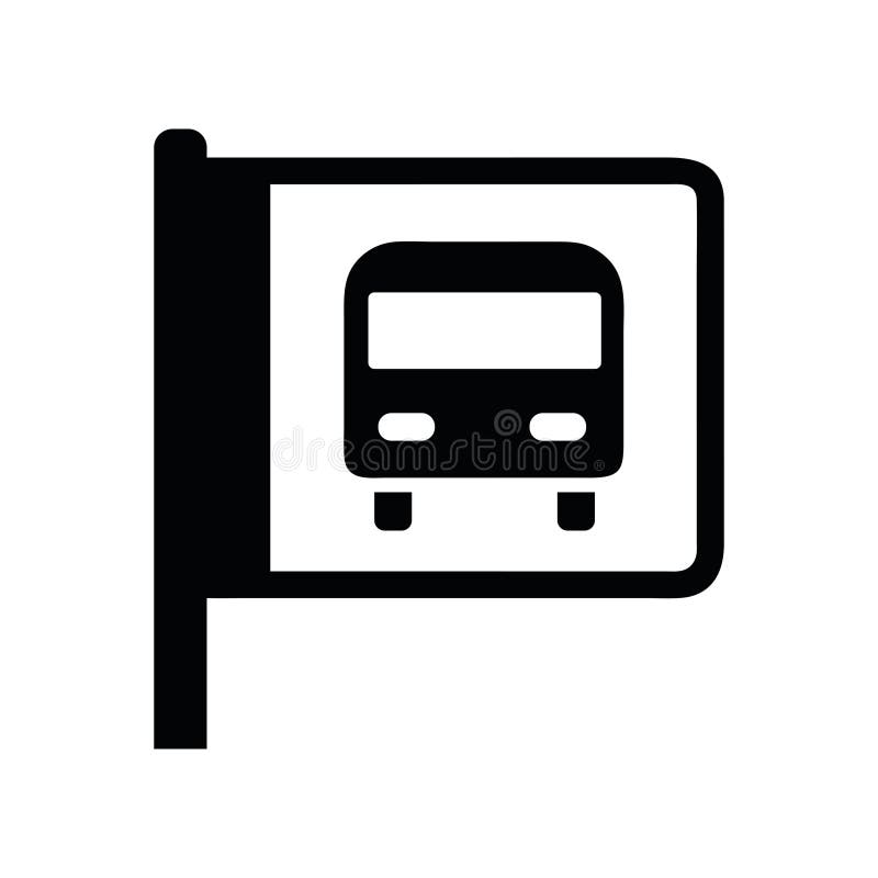 Bus stop sign icon stock illustration. Illustration of stop - 363569143
