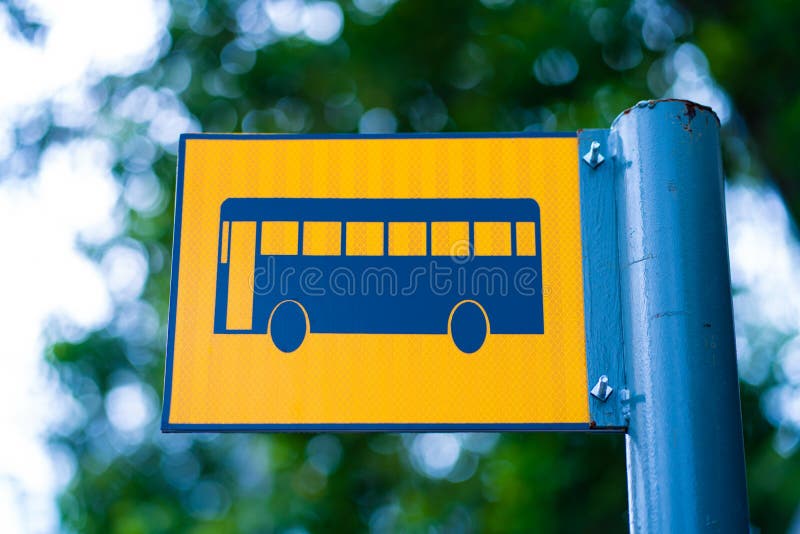 Bus Stop Sign on a Metal Pole Stock Image - Image of public, stop ...