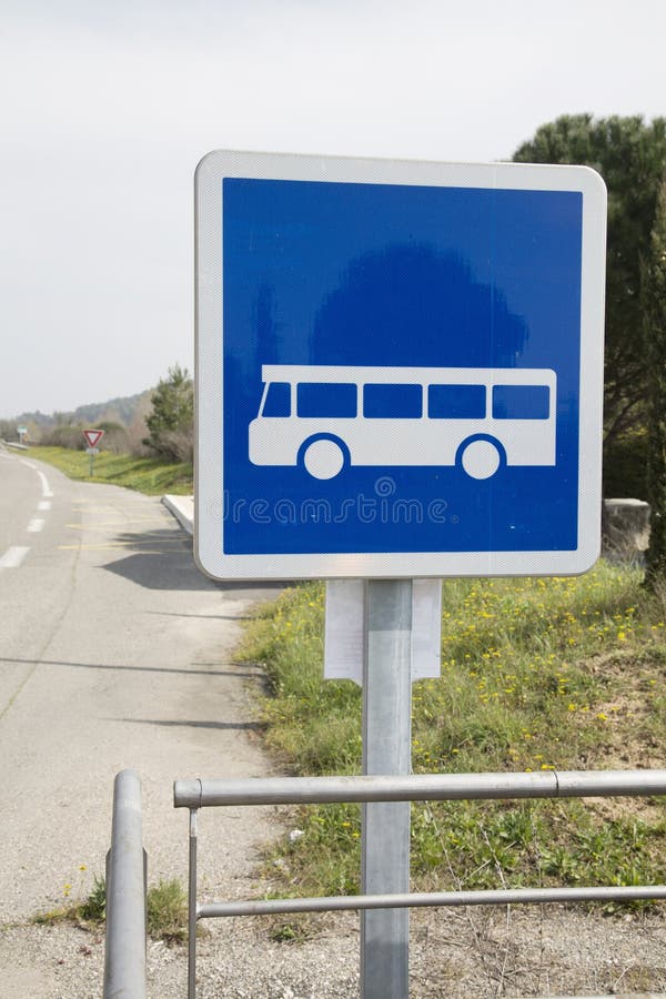 Blue Bus Stop Sign stock photo. Image of transport, road - 19943374
