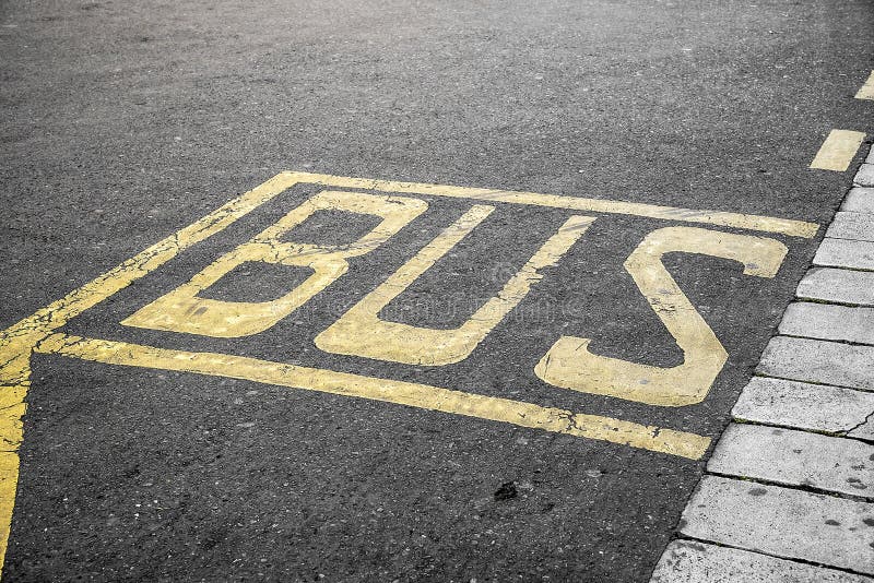 Bus stop sign stock image. Image of empty, asphalt, road - 61972501