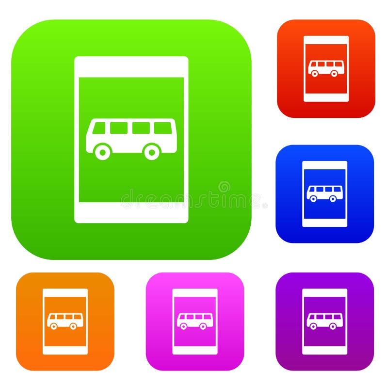 Bus Stop Sign Set Collection Stock Vector - Illustration of pole ...