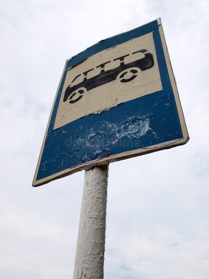 Bus stop sign two stock photo. Image of rusty, info - 134823894