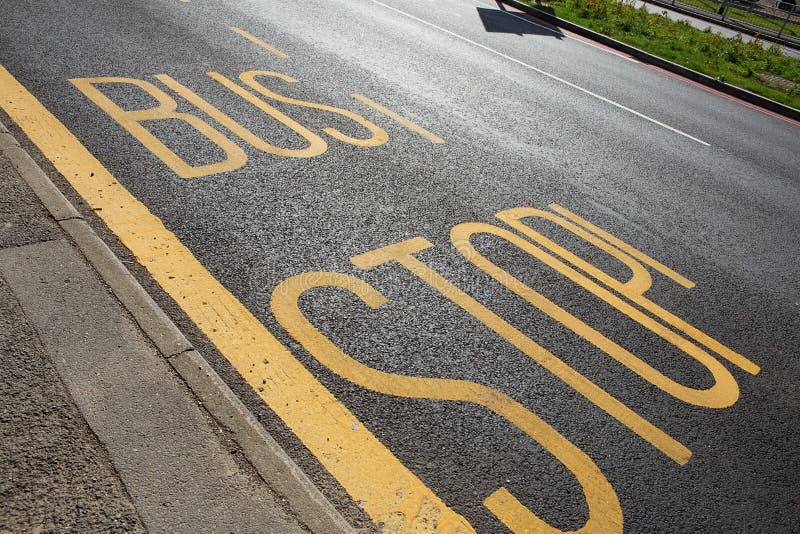 Stop Sign Road Marking In London Stock Image - Image of paint, gray ...