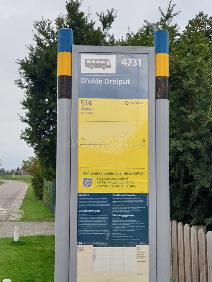 Bus Stop in Small Village `t Loo for Small Bus 514 Heading To Wezep ...
