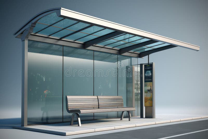 Bus Stop with Solar Panels, Future Stop, Solar Panel on it. Solar ...