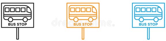 Bus Stop Stand Icon Vector Logo Set Collection for Web App Ui Stock ...