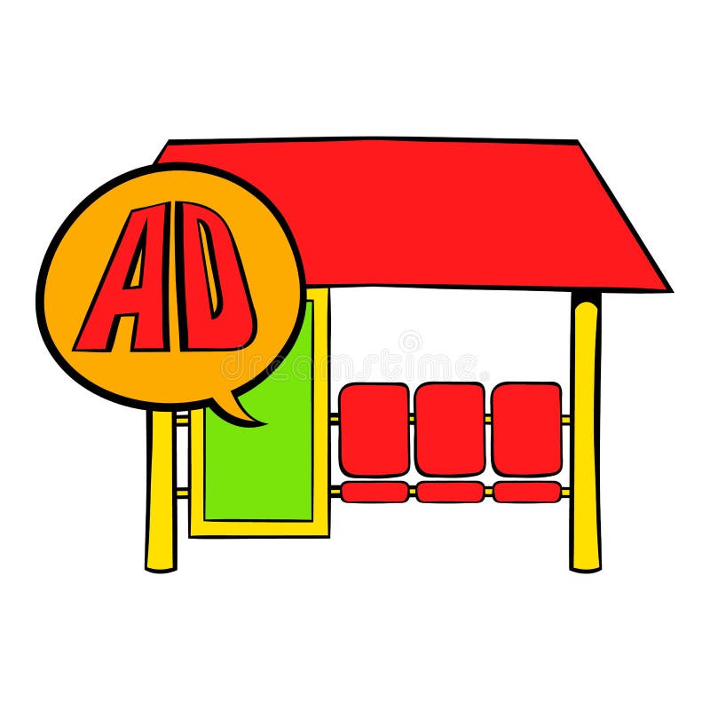 Bus Stop Station with Advertising Panel Icon Stock Vector ...