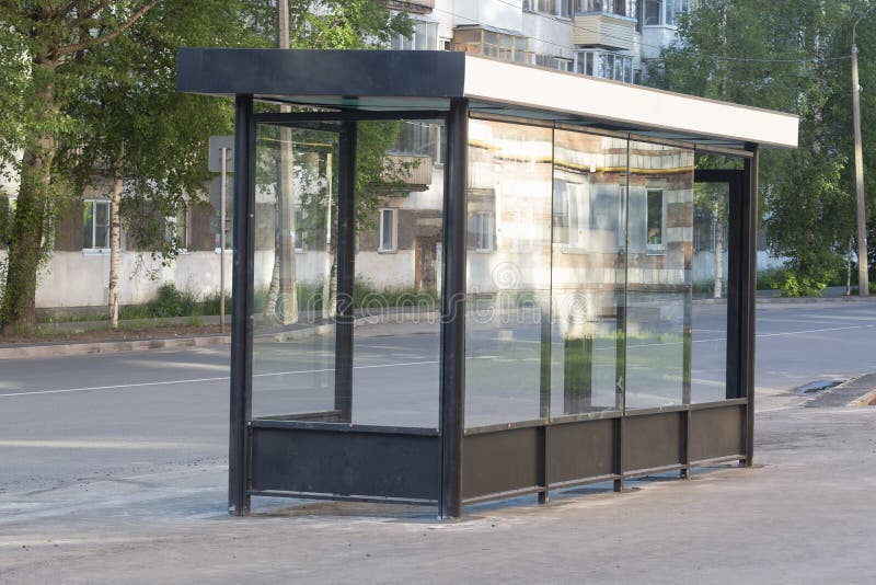 Bus Stop on the Street of the City.Transport Services in the City Stock ...