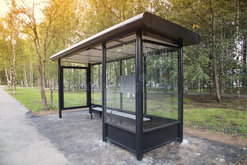 Bus Stop on the Street of the City. Transportation Services in the City ...