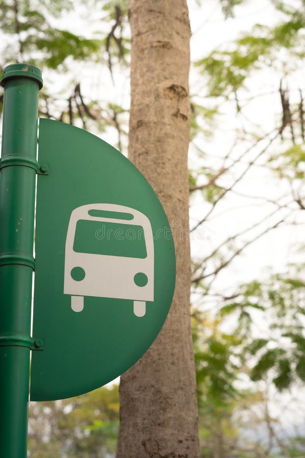 Bus Stop Sign on Road,outdoor. Stock Image - Image of lane, street ...